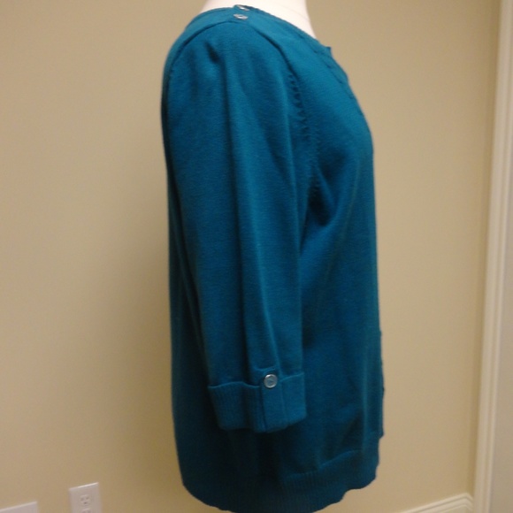 Studio Works | Sweaters | Teal Sweater 34 Sleeves Button Detail ...